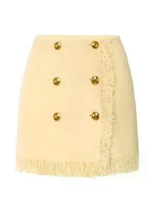 Elisabetta Franchi Bouclé Fringed Mini Skirt - Yellow