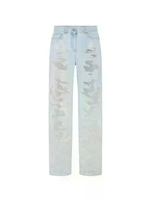 Elisabetta Franchi Low-waist Palazzo Leg Jeans With Devoré Finish