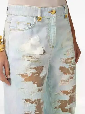 Elisabetta Franchi Low-waist Palazzo Leg Jeans With Devoré Finish