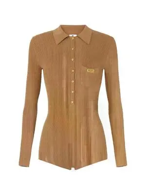 Elisabetta Franchi Micro-cable Knit Jumpsuit - Brown