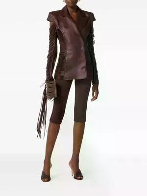 Elisabetta Franchi Double-breasted Fringed Leather Jacket