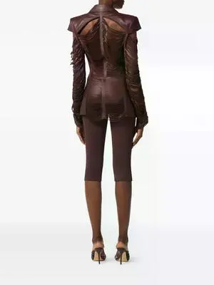 Elisabetta Franchi Double-breasted Fringed Leather Jacket