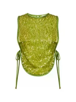 Elisabetta Franchi Tulle Bib With Sequins And Satin Piping