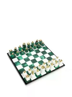 L'Objet Gold-tone Patterned Chess Set