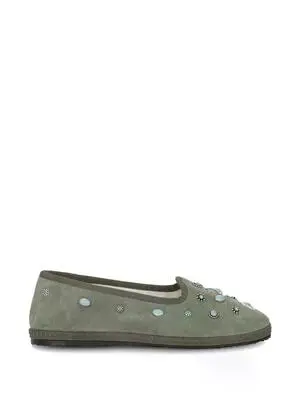 FORTELA Studded Suede Ballerinas - Green
