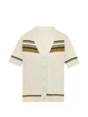 FORTELA Striped Ribbed Knit Button Shirt