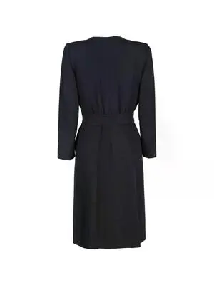 Vintage Buttoned V-neck Midi Dress