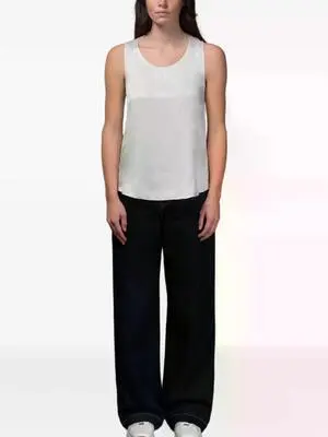 MOORER Clarion-skr Silk Tank Top With Wide Shoulders - White