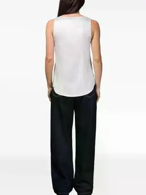 MOORER Clarion-skr Silk Tank Top With Wide Shoulders - White