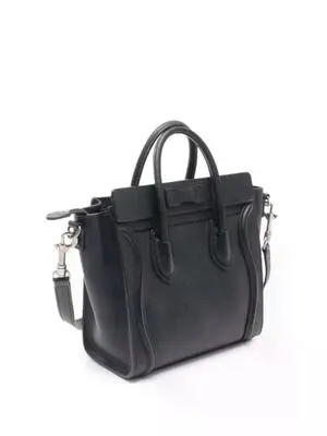 Celine 2010-2026 Nano Leather Luggage Tote Satchel - Black