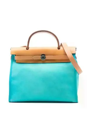 Hermès 2012 Toile Herbag Zip 31 Satchel - Blue