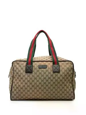 Gucci Gg Canvas Web Duffle Bag - Brown
