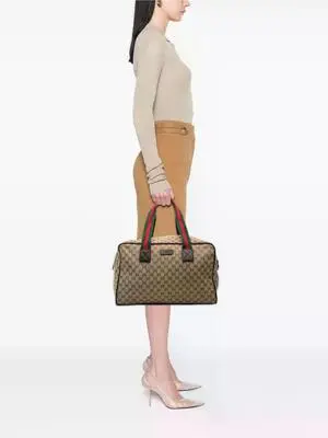 Gucci Gg Canvas Web Duffle Bag - Brown