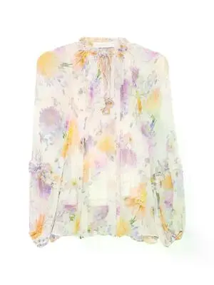 Zimmermann Luna Ruffled Floral Blouse