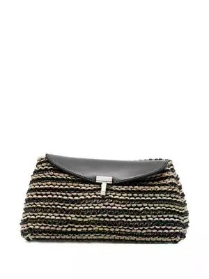 TOTEME Woven Leather T-lock Clutch - Black