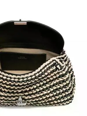 TOTEME Woven Leather T-lock Clutch - Black