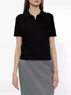 ANINE BING Fine-knit Polo Shirt - Black