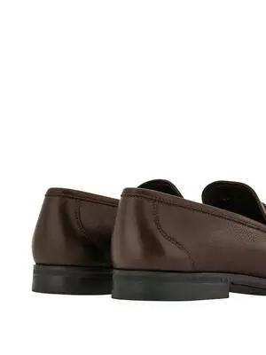 FERRAGAMO Moccasins With Braid And Gancini Ornament - Brown