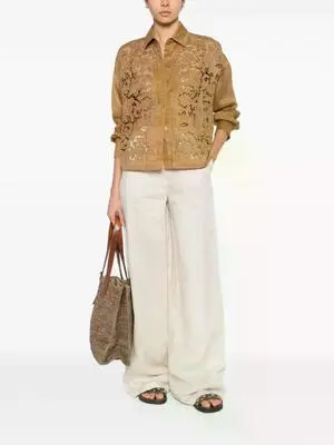 Max Mara Cali Floral-embroidery Shirt - Brown