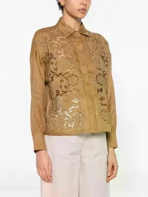 Max Mara Cali Floral-embroidery Shirt - Brown