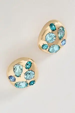 Anthropologie Crystal Stud Earrings - Blue