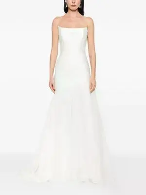 M.MARQUISE Adeline Draped Strapless Maxi Dress - Neutrals