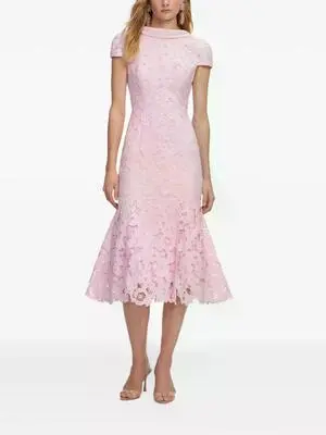 SELF-PORTRAIT Lace Scoop-back Midi Dress - Pink