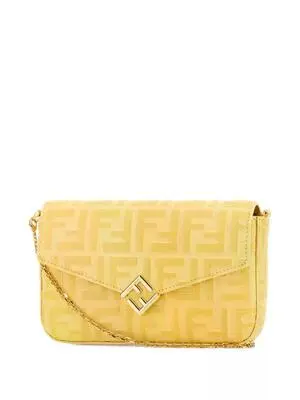 Fendi Ff Diamonds Logo-embellished Wallet - Yellow