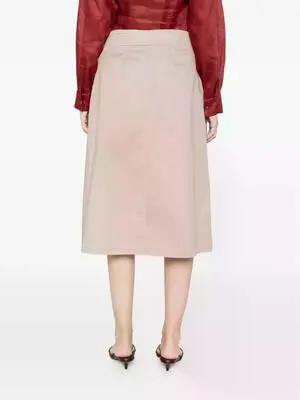 Alpha Studio Pleated A-line Midi Skirt - Neutrals