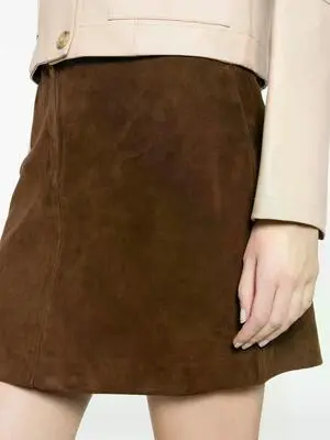 Alpha Studio Suede Mini Skirt - Brown