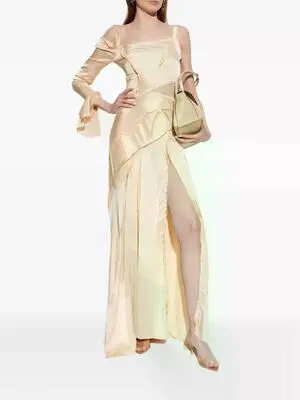 Blumarine Satin Asymmetric Dress - Neutrals