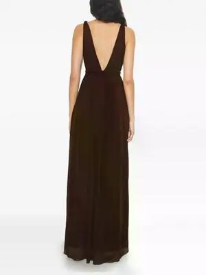 Tory Burch V-neck Viscose Gown With Belt - Brown