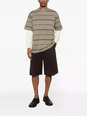 Comme Des Garçons Stripe-pattern Layered T-shirt - Brown