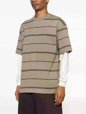 Comme Des Garçons Stripe-pattern Layered T-shirt - Brown