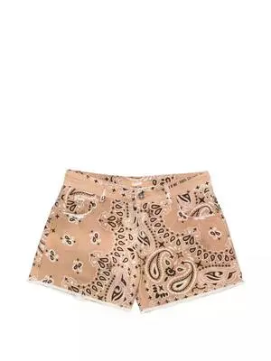 DON'T @ ME Paisley Frayed Hem Shorts