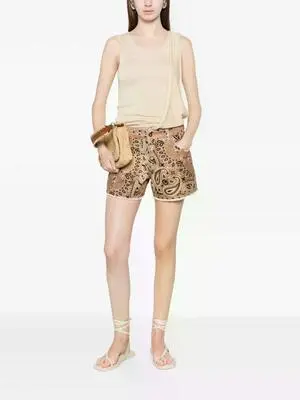 DON'T @ ME Paisley Frayed Hem Shorts