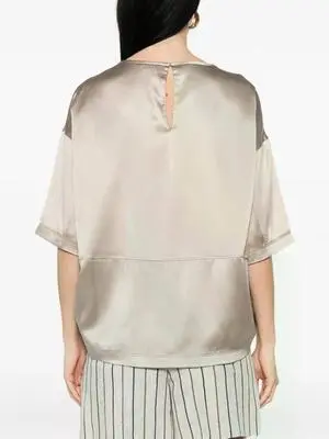 Brunello Cucinelli Short Sleeve Silk Top