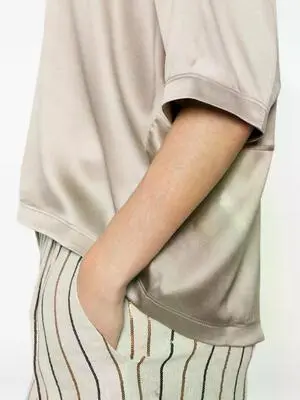 Brunello Cucinelli Short Sleeve Silk Top