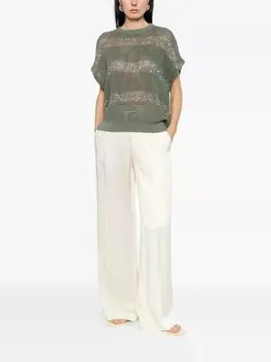 Brunello Cucinelli Striped Open Knit Top - Green