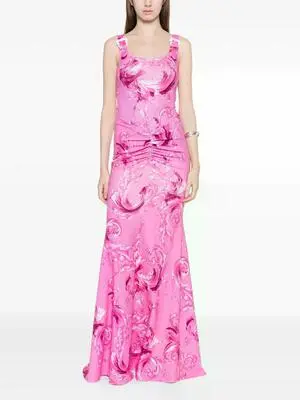 Versace Printed Ruched Maxi Dress