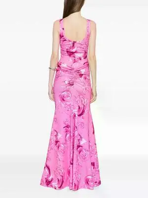 Versace Printed Ruched Maxi Dress