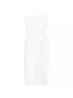 Costarellos Lace Strapless Midi Dress - White