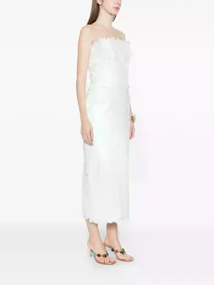 Costarellos Lace Strapless Midi Dress - White