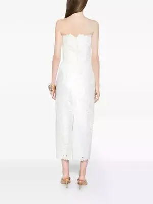 Costarellos Lace Strapless Midi Dress - White