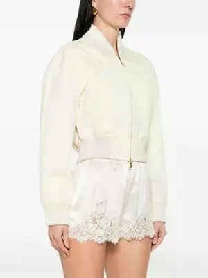 SELF-PORTRAIT Ribbed-trim Zip Bomber Jacket