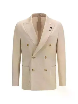 LARDINI Double-breasted Patch-pocket Blazer - Neutrals