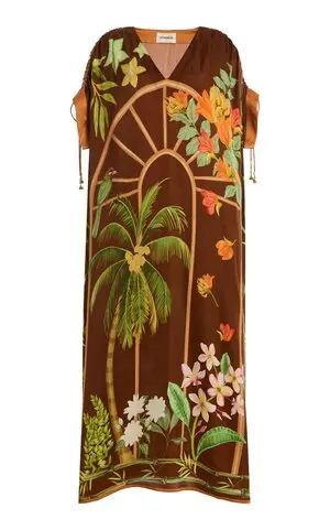 Verandah Satin Kaftan - Brown