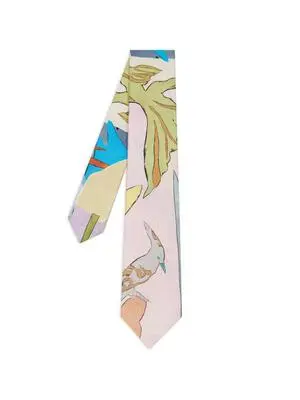 Paul Smith River Collage-Print Neck Tie Pink