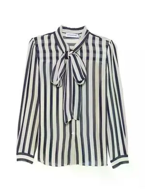 SELF-PORTRAIT Striped Tie Neck Blouse