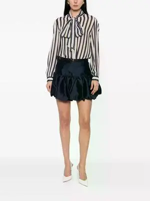 SELF-PORTRAIT Striped Tie Neck Blouse